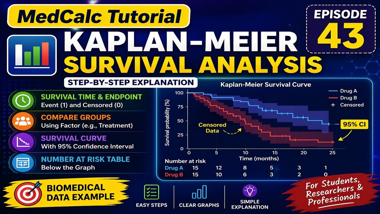 Kaplan-Meier Survival Analysis Explained | MedCalc Tutorial Episode 43