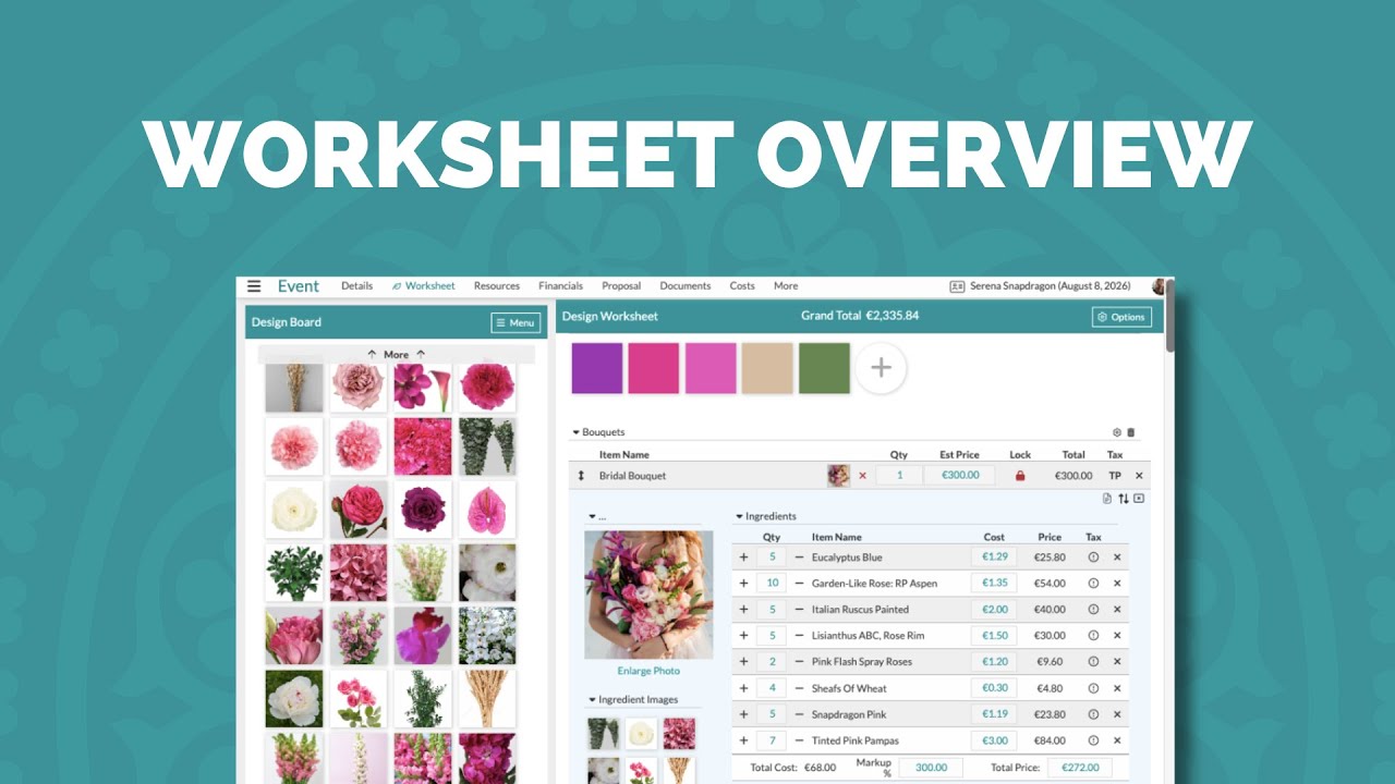 An Overview of the Worksheet in Details Flowers Software