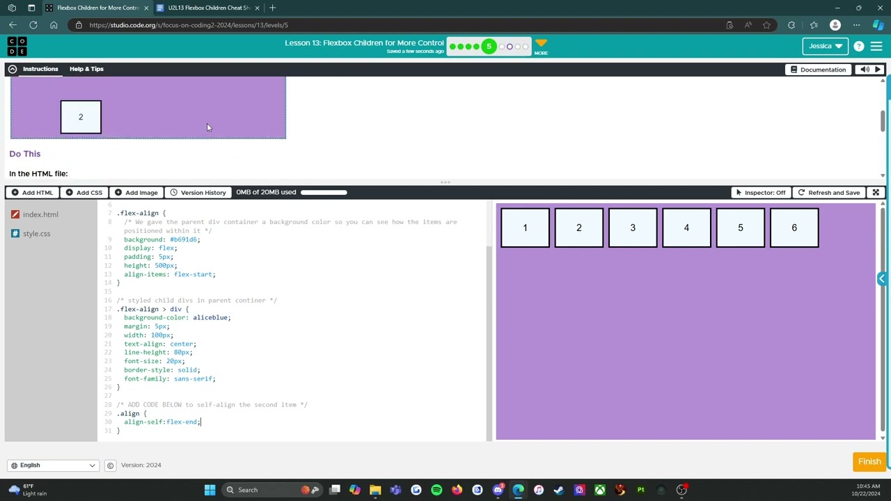 Code.org - CS Discoveries - Unit 2: Web Development - Lesson 13: Level 5