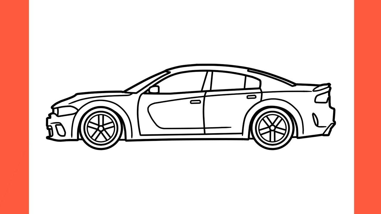 How to draw a DODGE CHARGER SRT HELLCAT REDEYE easy / drawing dodge widebody 2019 car step by step