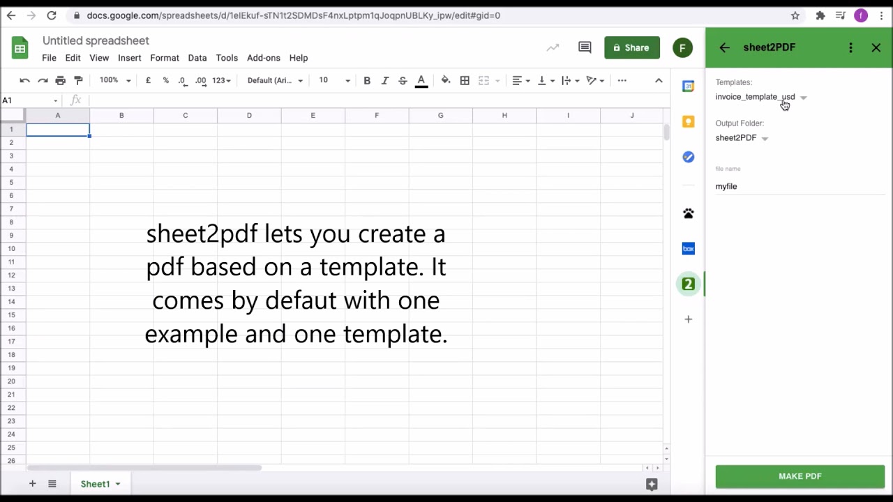 Sheet2PDF: setup and demo