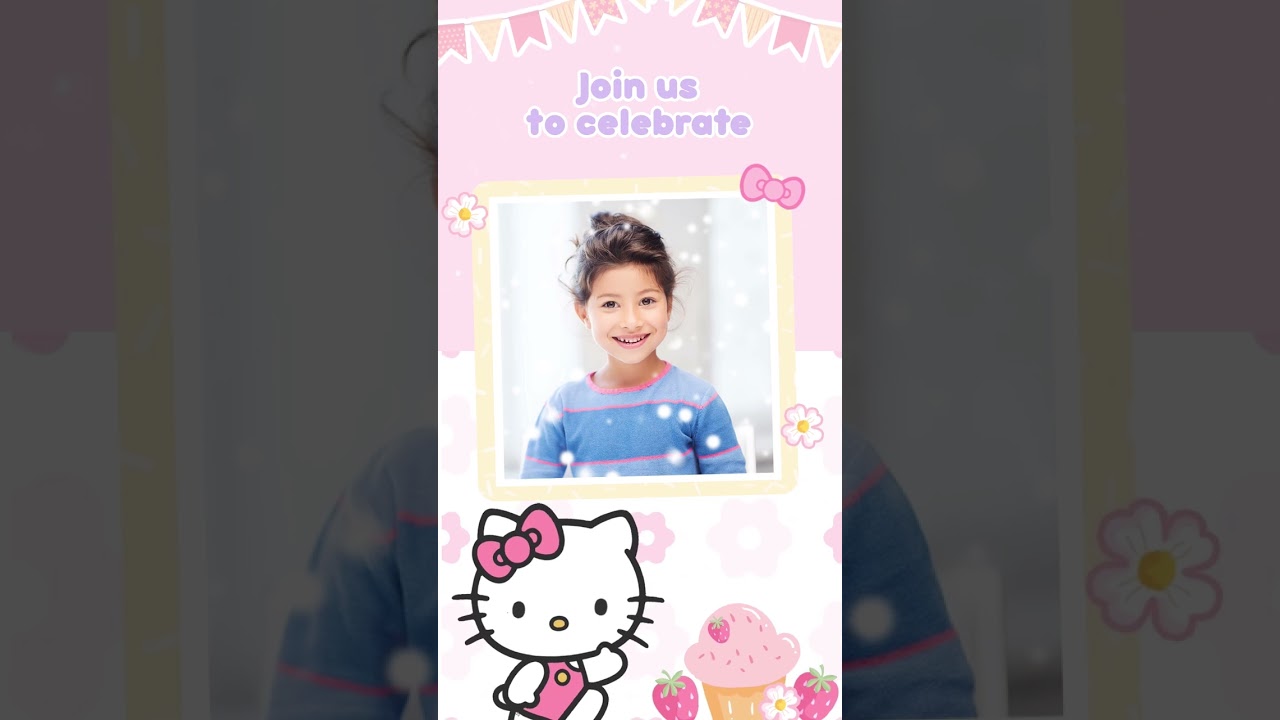 HELLO KITTY Theme Birthday Party Invitation