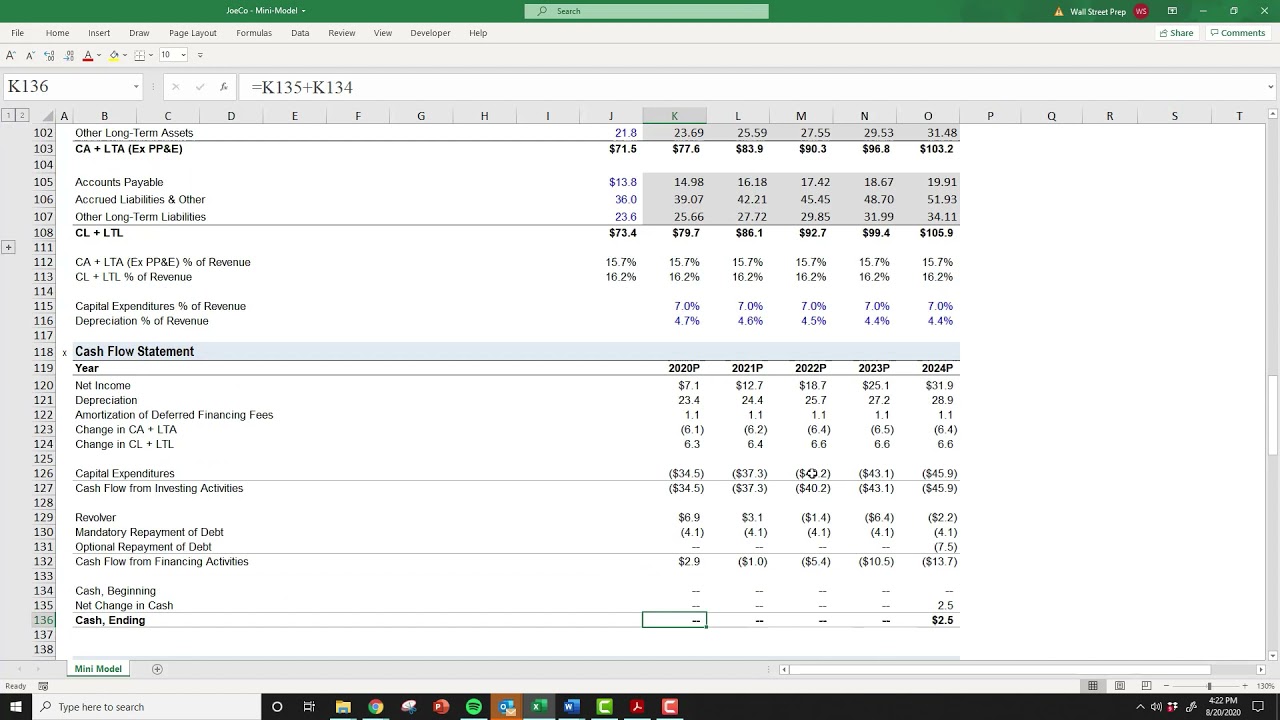 LBO Model Tutorial: Cash Flow Statement and Debt Schedule