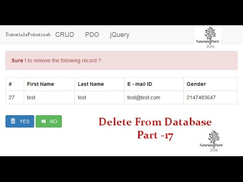Learn PDO OOP PHP CRUD with Bootstrap 2016 Curd Operation in PHP Delete Data From Database ...