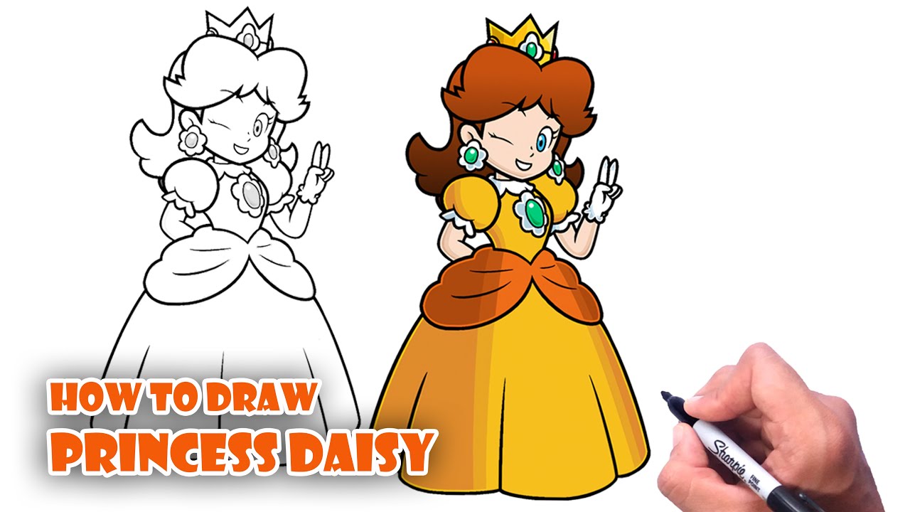 How to Draw Princess Daisy | Super Mario step by step easy Tutorial