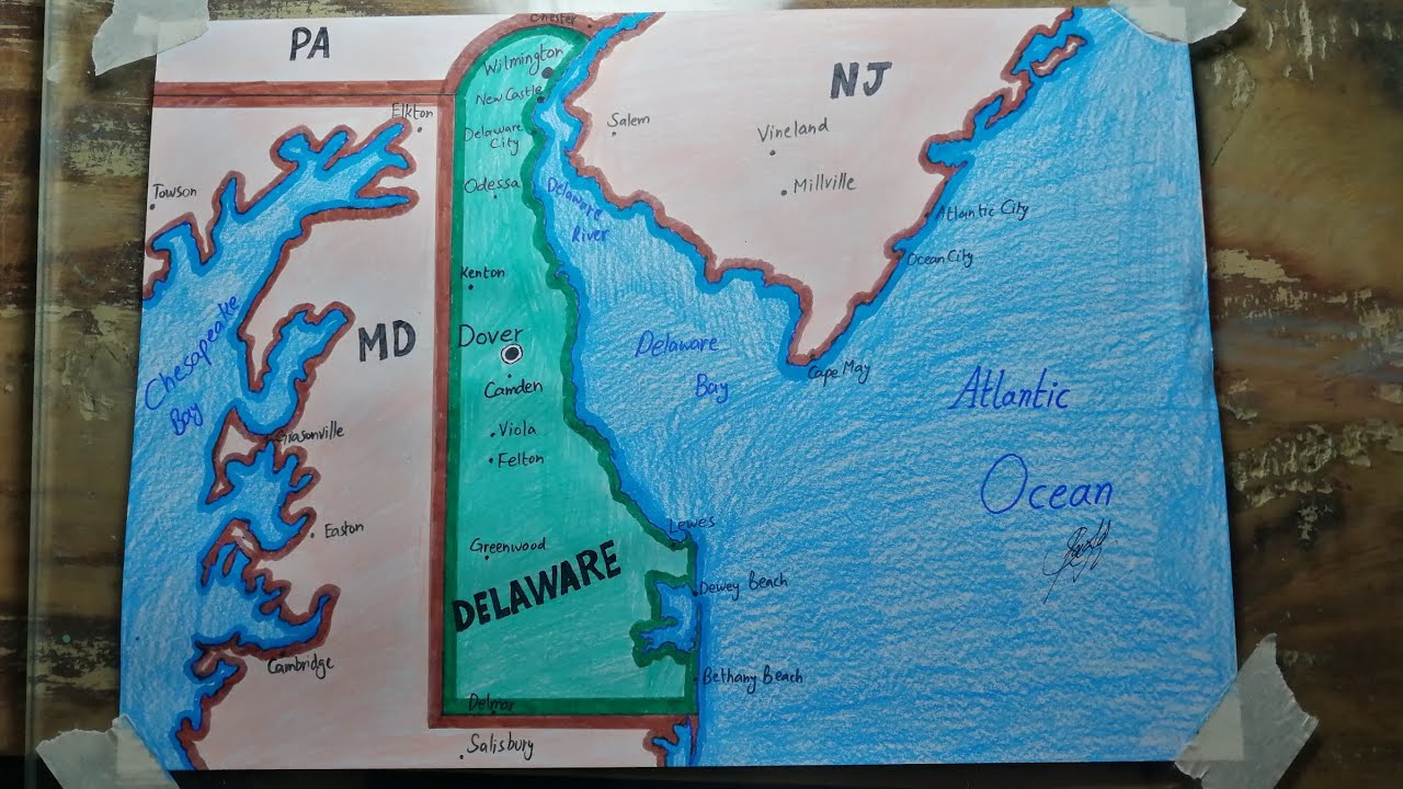 How to draw Delaware map easy SAAD
