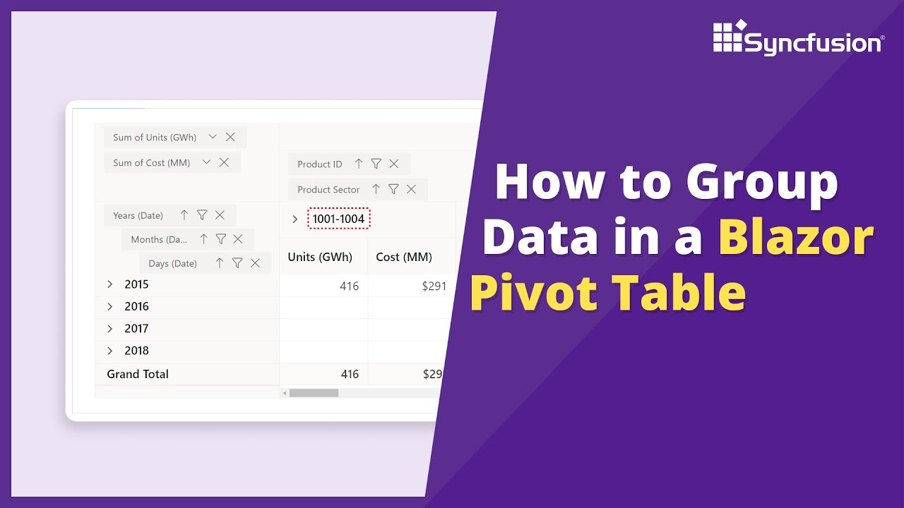 How to Group Data in a Blazor Pivot Table