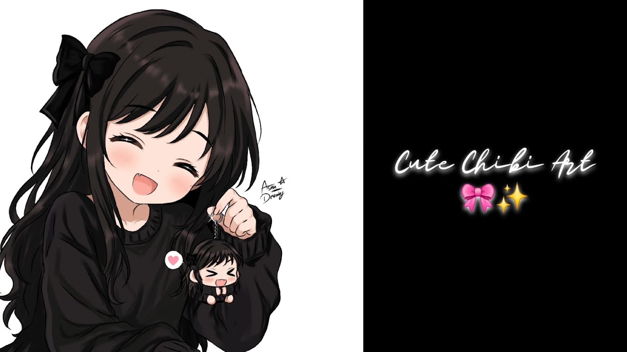 Cute anime vibes with mini version keychain 🎀”“Soft kawaii art with cozy black style 🌸”