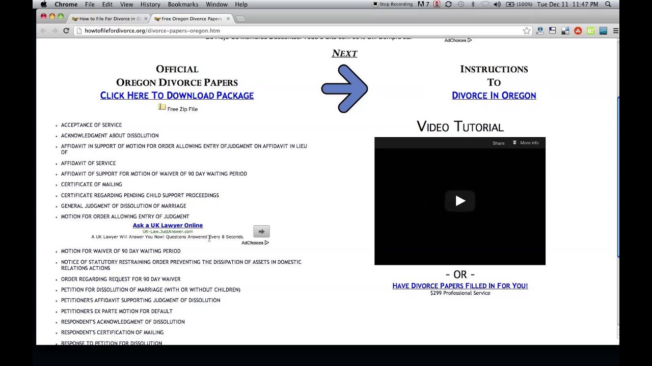 Free Oregon Divorce Papers and Forms