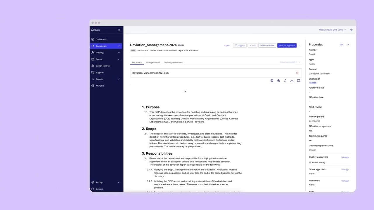 Document management software by Qualio