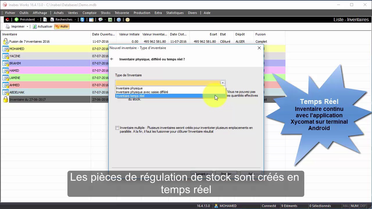 2 - Création de l'inventaire avec double vérification