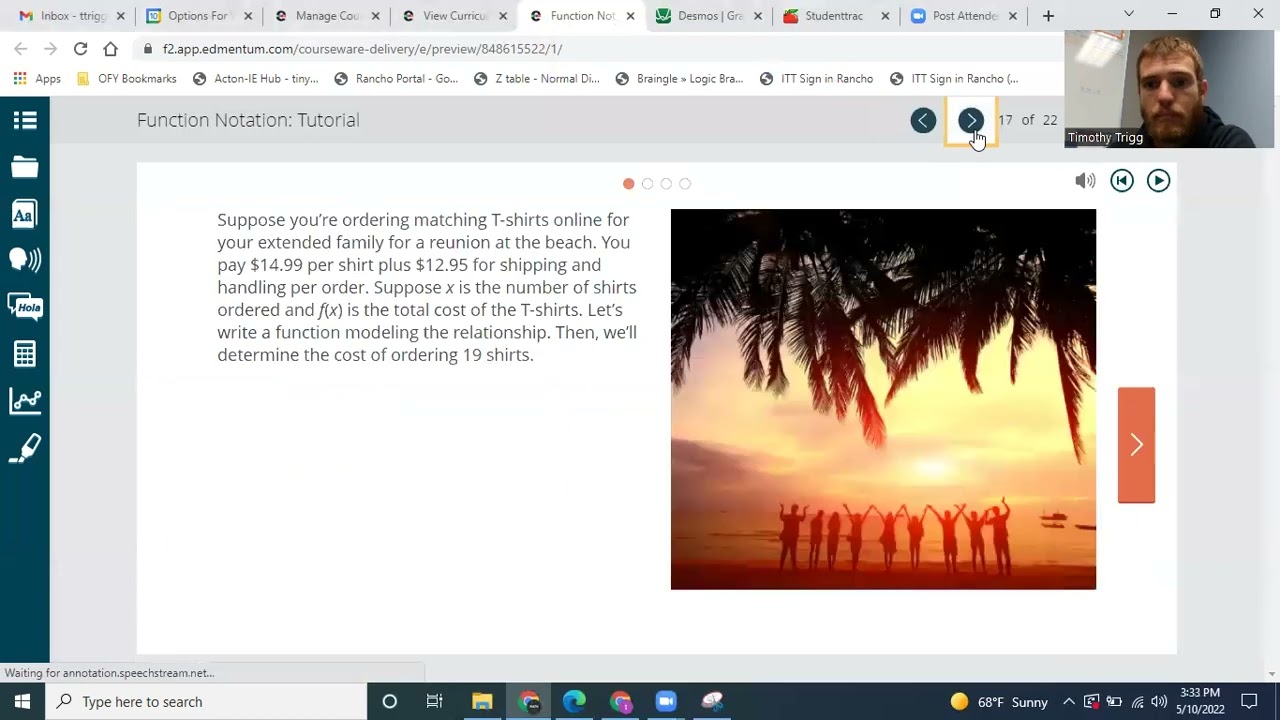 Edmentum Integrated Math1 Unit2 Function Notation
