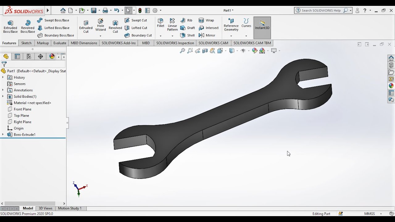 Solidworks Tutorial | How to make a Spanner in Solidworks