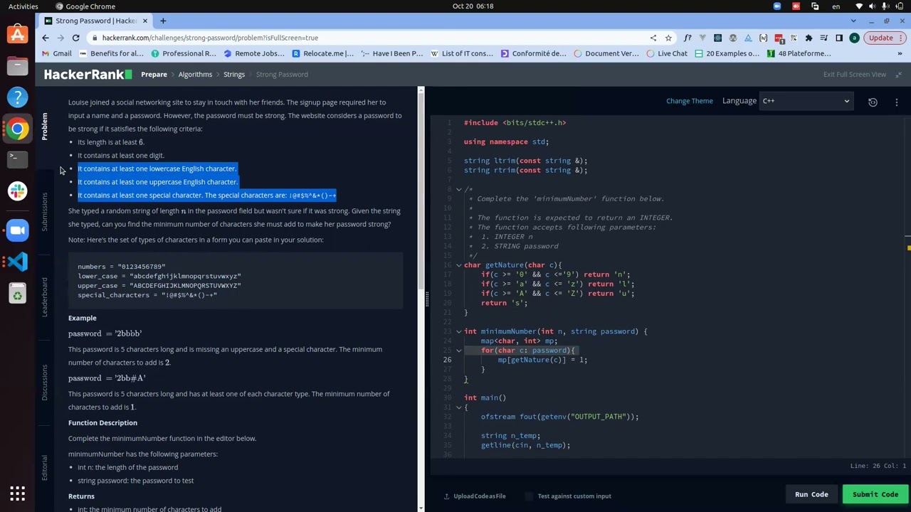 HackerRank : Strong Password