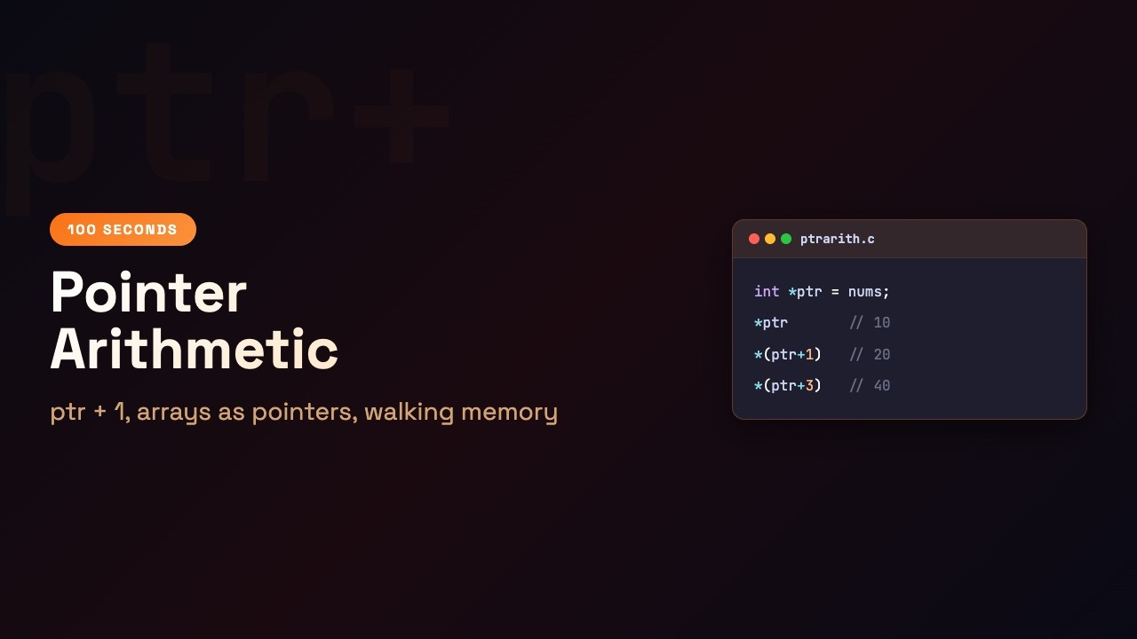 C in 100 Seconds: Walk an Array With a Pointer — Pointer Arithmetic | Episode 18