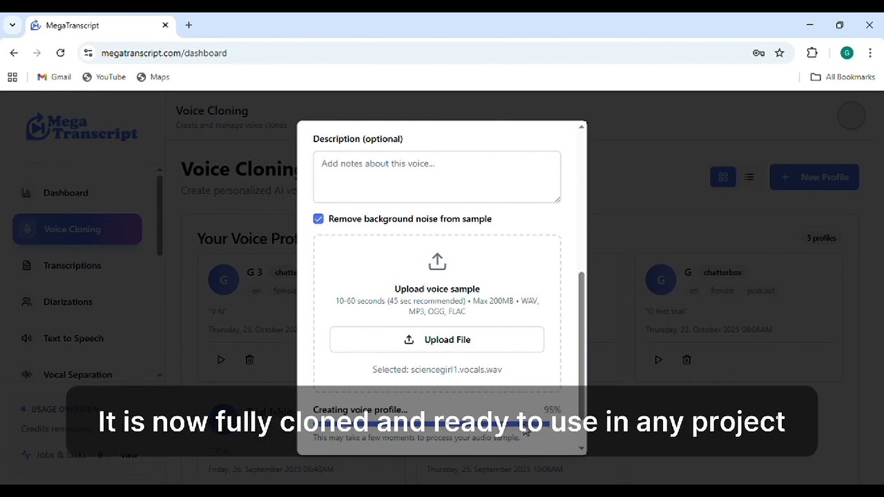 Clone your Voice with AI | Megatranscript Free Tool