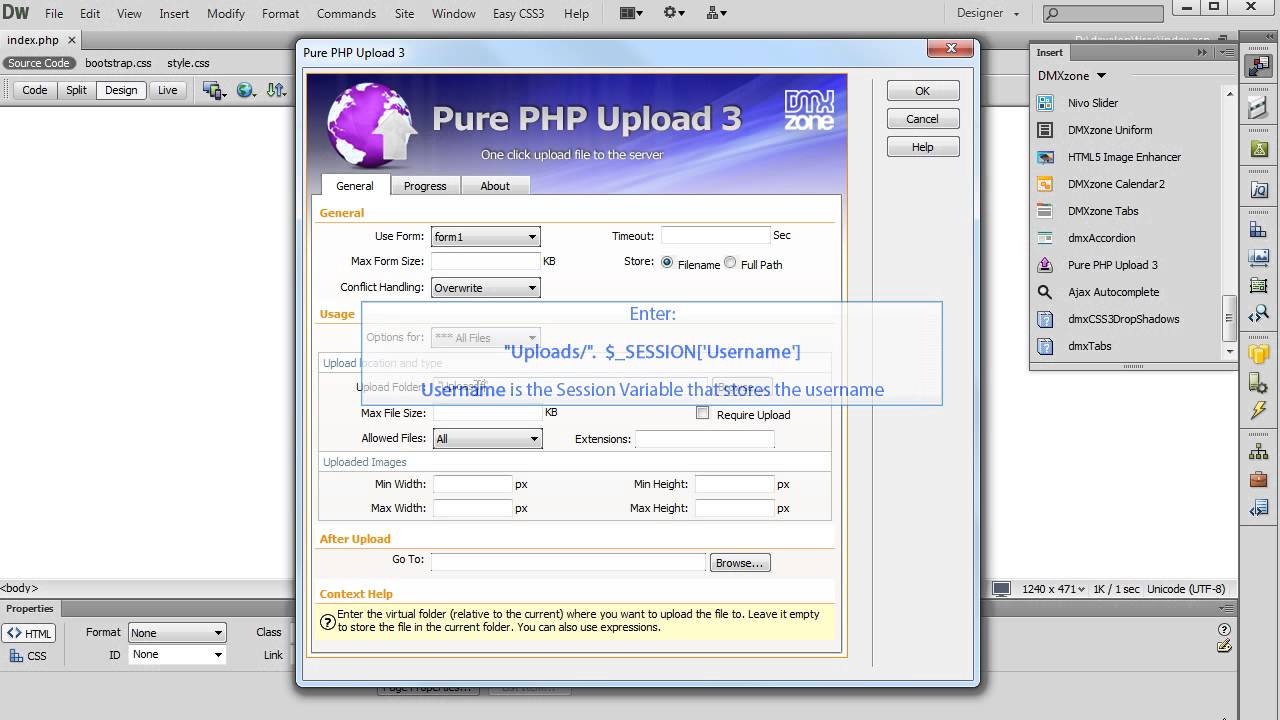 Uploading to Dynamic Folders using Pure PHP Upload 3