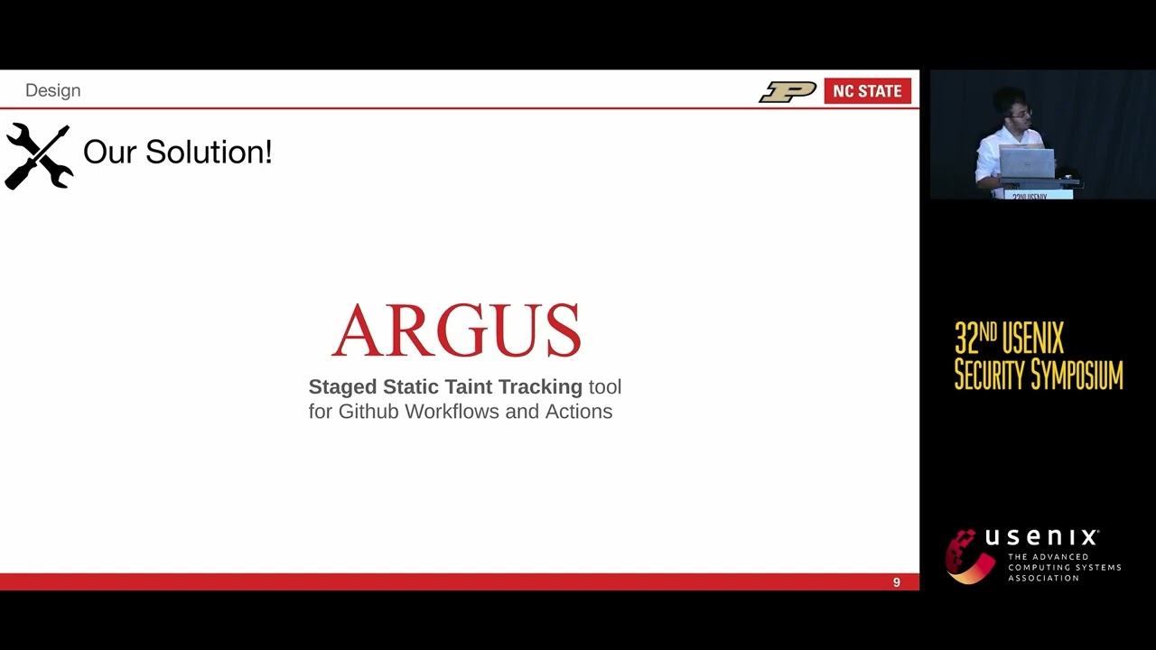 USENIX Security '23 - ARGUS: A Framework for Staged Static Taint Analysis of GitHub Workflows and...