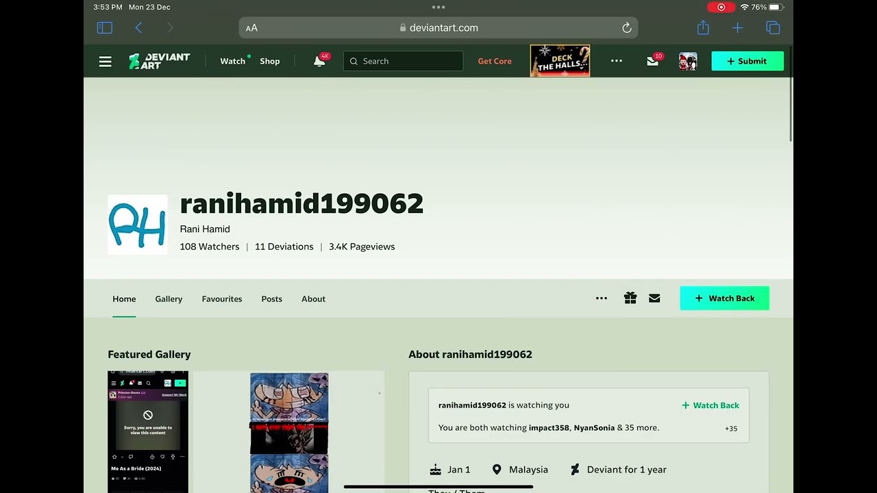 I Blocked ranihamid199062 On DeviantArt For Sending Rude Comments To My Werewolf Arts!