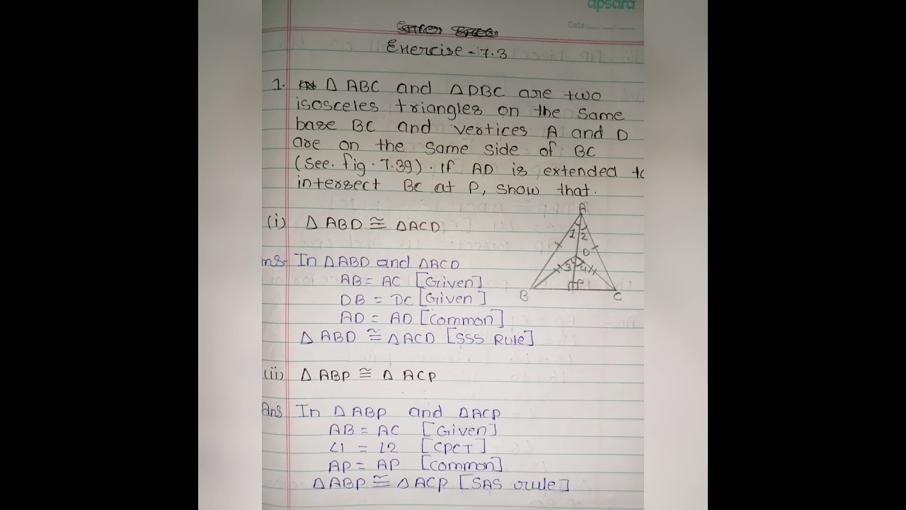 Ncert class 9 math exercise 7.3 question no 1.#shorts