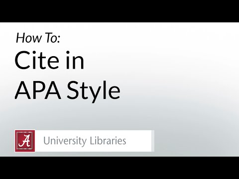 How to Cite in APA Style