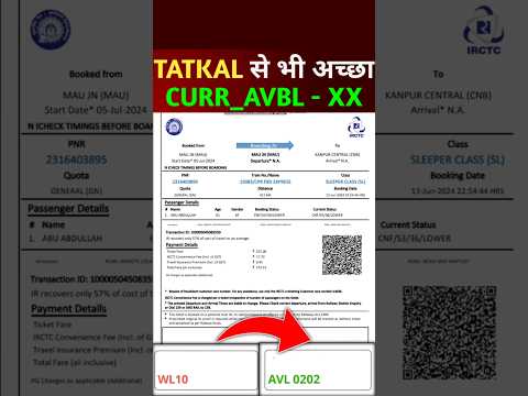 Current Available Ticket Kya Hota Hota Hai in IRCTC | The RailBook #shorts #shortsfeed2024 #trending