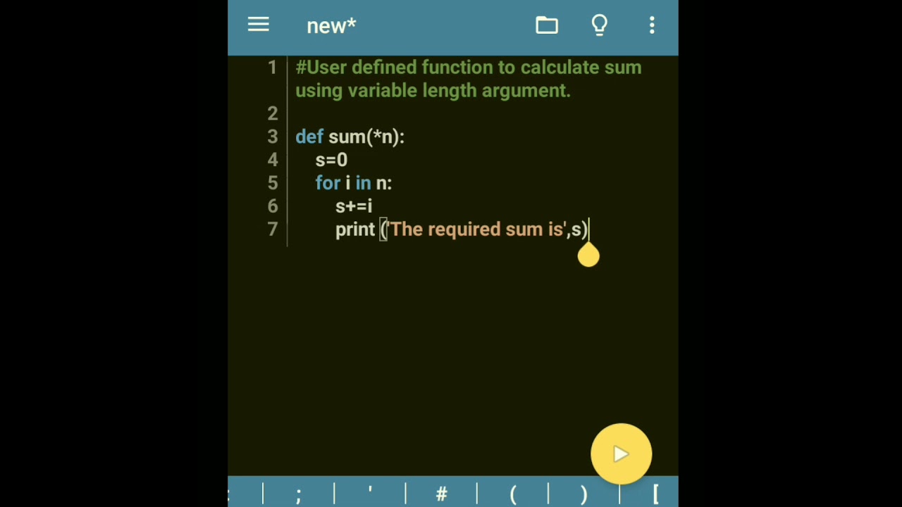 User defined function to find sum using variable length argument #python #shorts