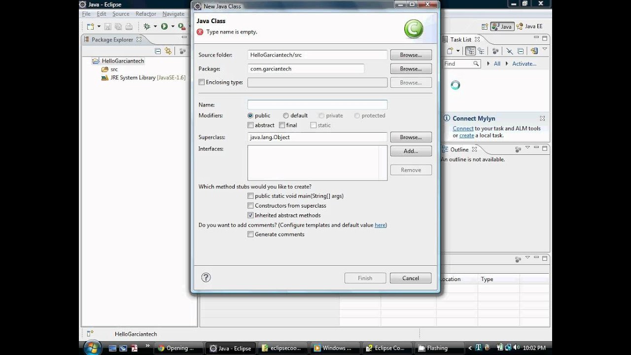 Creating new java class in Eclipse - Garciantech.com