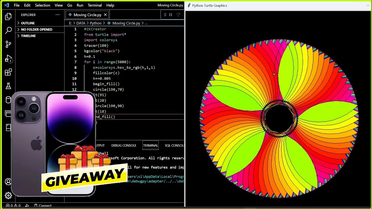 Amazing Moving Circle using python Turtle | How can draw circle in python Turtle Animation #python