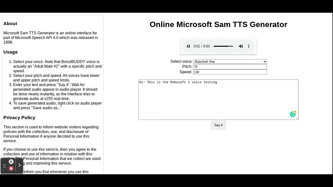 Robosoft 1 voice in GoAnimate/Vyond