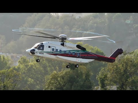 VIP Sikorsky S-92A Gulf Helicopters A7-MBN landing at Cannes airport
