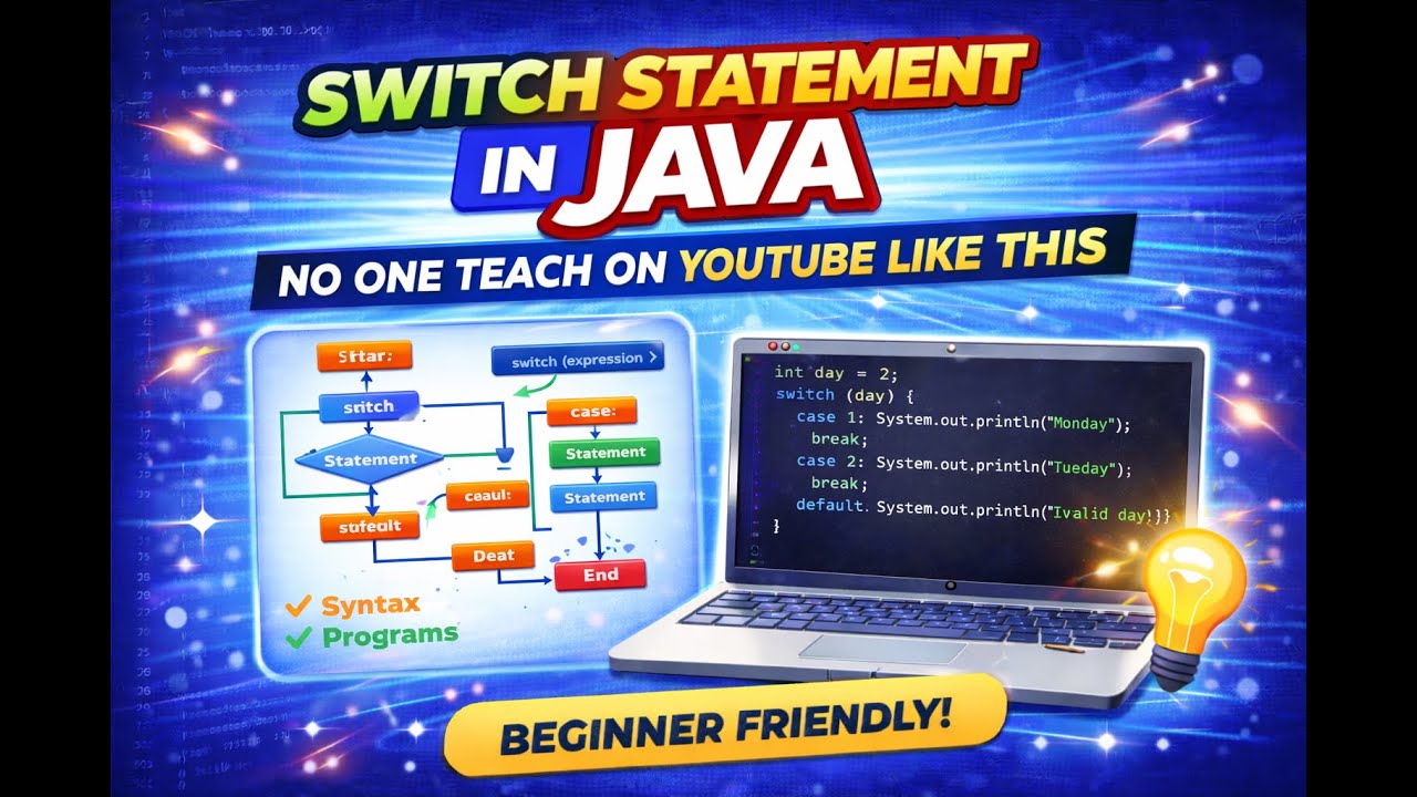 Switch Statement in Java Explained | Syntax, Flowchart & Programs | Java Tutorial for Beginners 2026
