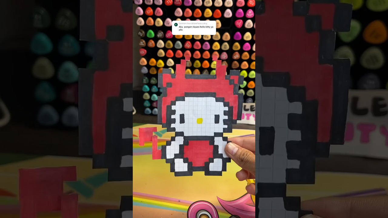 Hello Kitty Pixel Art #hellokitty #hellokittystuff #sanrio #sanriocharacters #button #diy