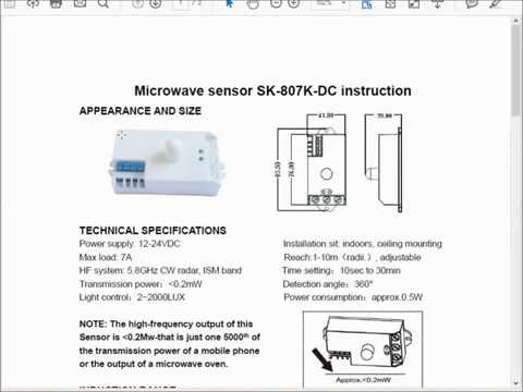 Testing a Microwave Motion Occupancy Sensor SK-807K-DC Presence Occupant Detector Detection Module