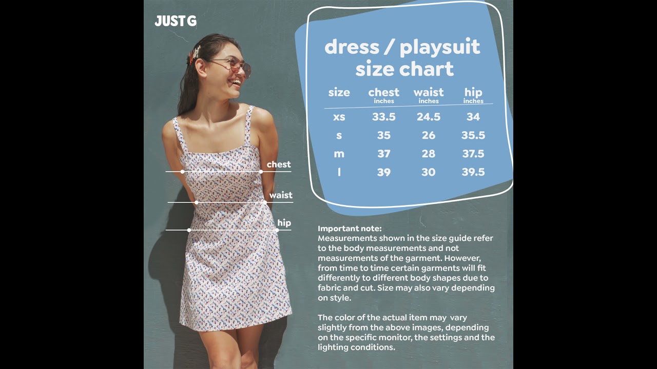 Just G Size Chart Dress