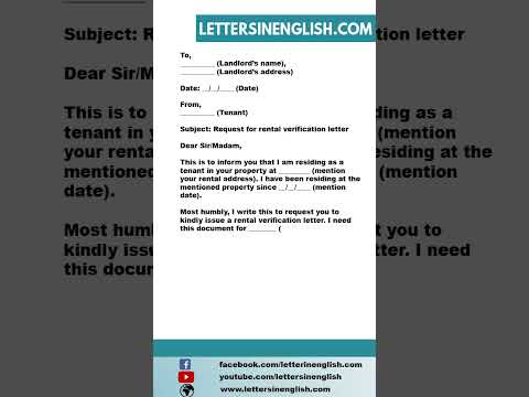 Request Letter to Landlord for Issuance of Rental Verification Letter