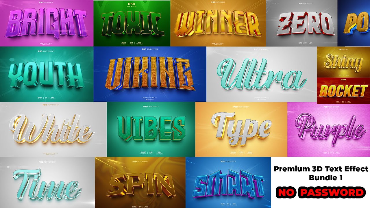 New Premium 3D Text Effect Photoshop | Photoshop 2024 Psd | File Part 1