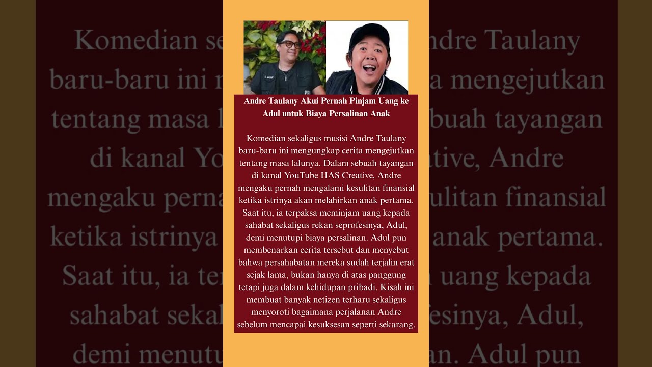 Terungkap! Andre Taulany Pernah Pinjam Uang ke Adul Demi Biaya Persalinan  #viral #trendingshorts