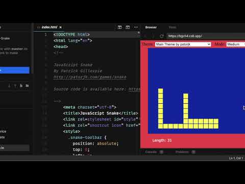 How to code the snake game in sandbox java-script