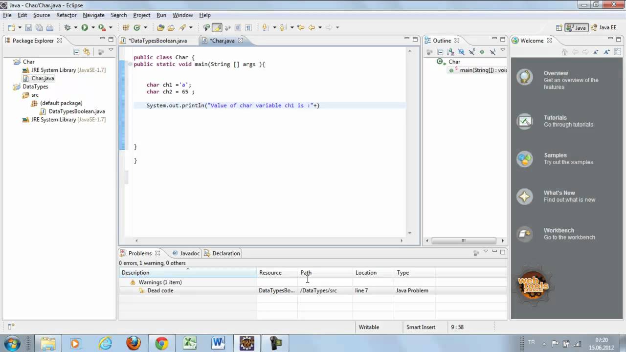 Java Programming tutorial-6 DataTypes Char-Ozan KARADEMİR.mp4