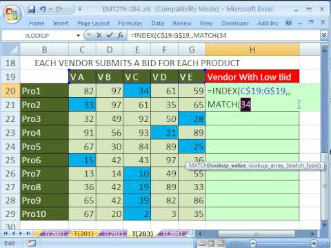 Excel Magic Trick # 283: Lookup Vendor Name With Low Bid