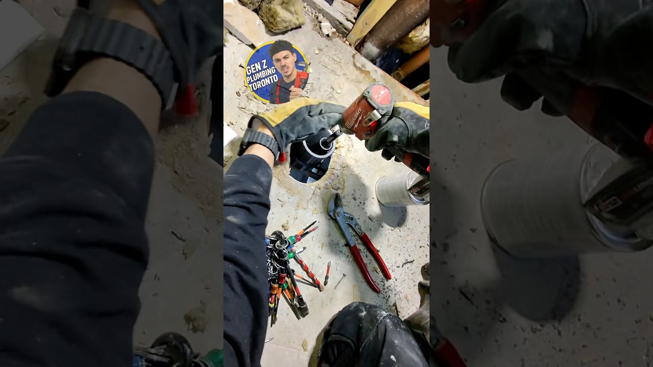 How to install a toilet flange the Gen Z way #plumbing #plumbingtips #plumbingtools #plumber