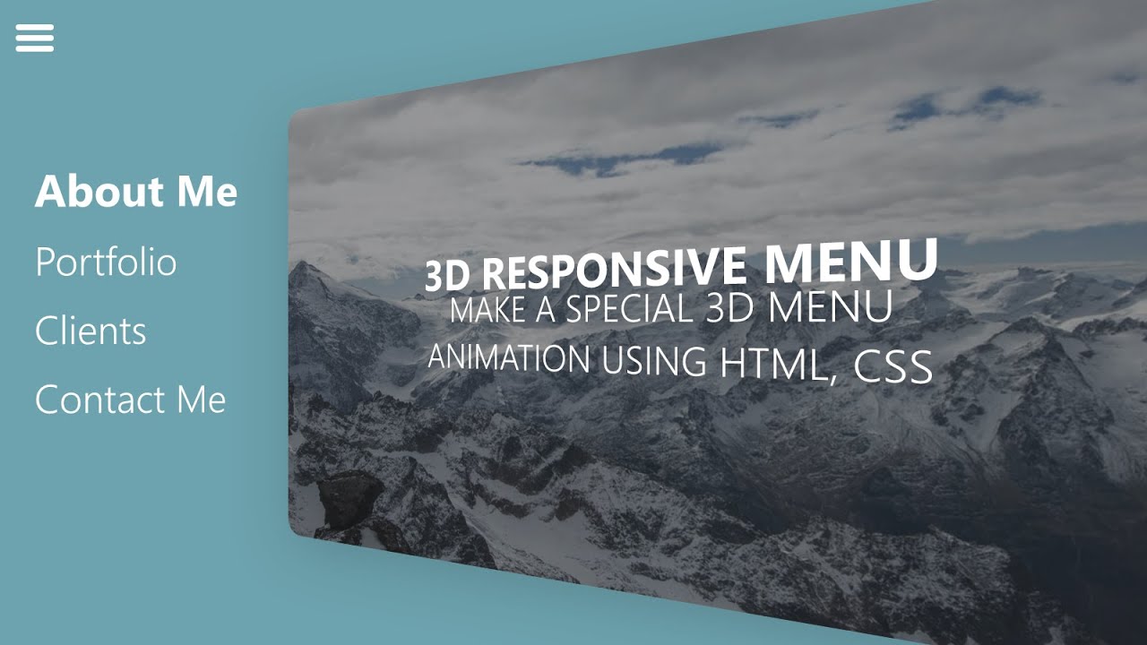 3D Side Navigation Bar Animation Using HTML & CSS & JavaScript