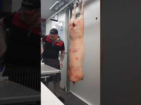 How I normally start to break a pig down. #breaking #pork #butcher #meat #pigs #food #knives