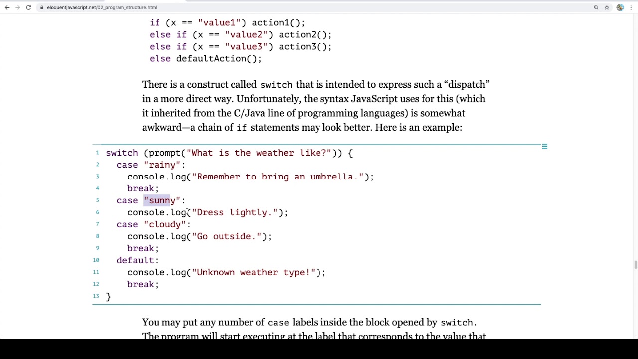 Eloquent JavaScript Read-Along - Program Structure - 015 - Dispatching On A Value With Switch