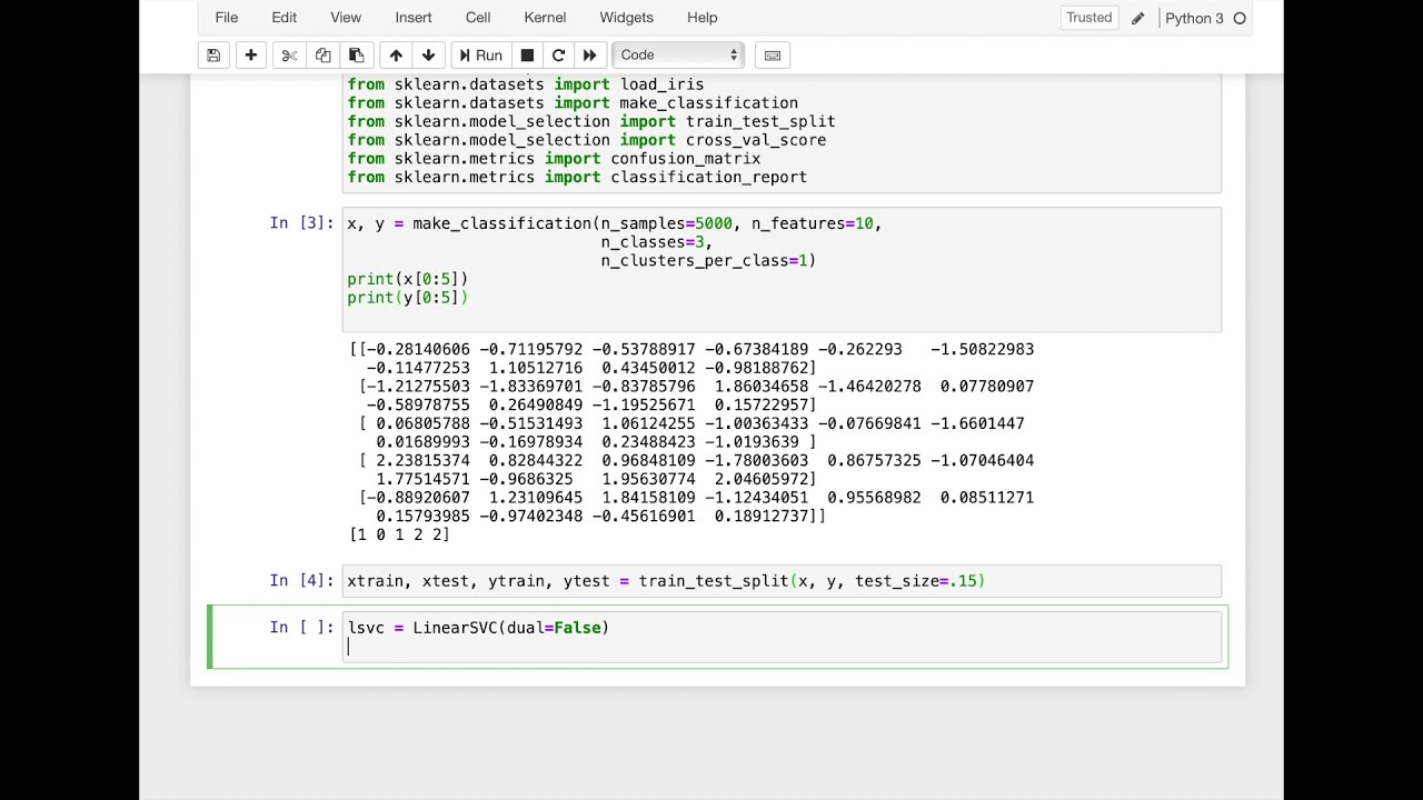 Classification Example with Linear SVC model in Python