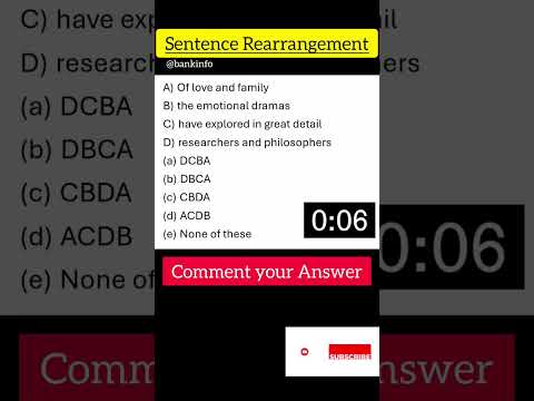 Sentence Rearrangement #2 | English Quiz for bank exams | #englishquestion #errordetection #shorts