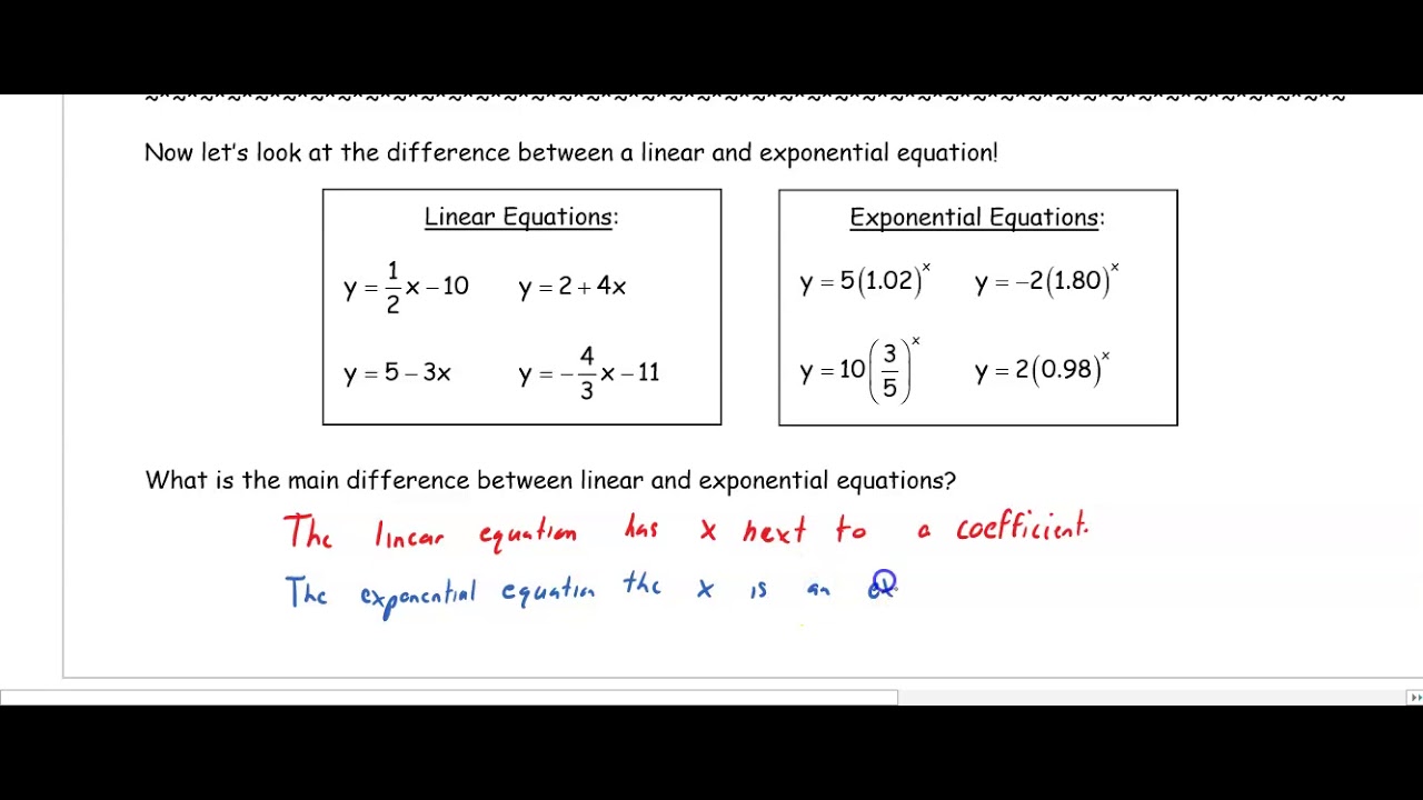 U7D1- Linear and Exponential Relationships