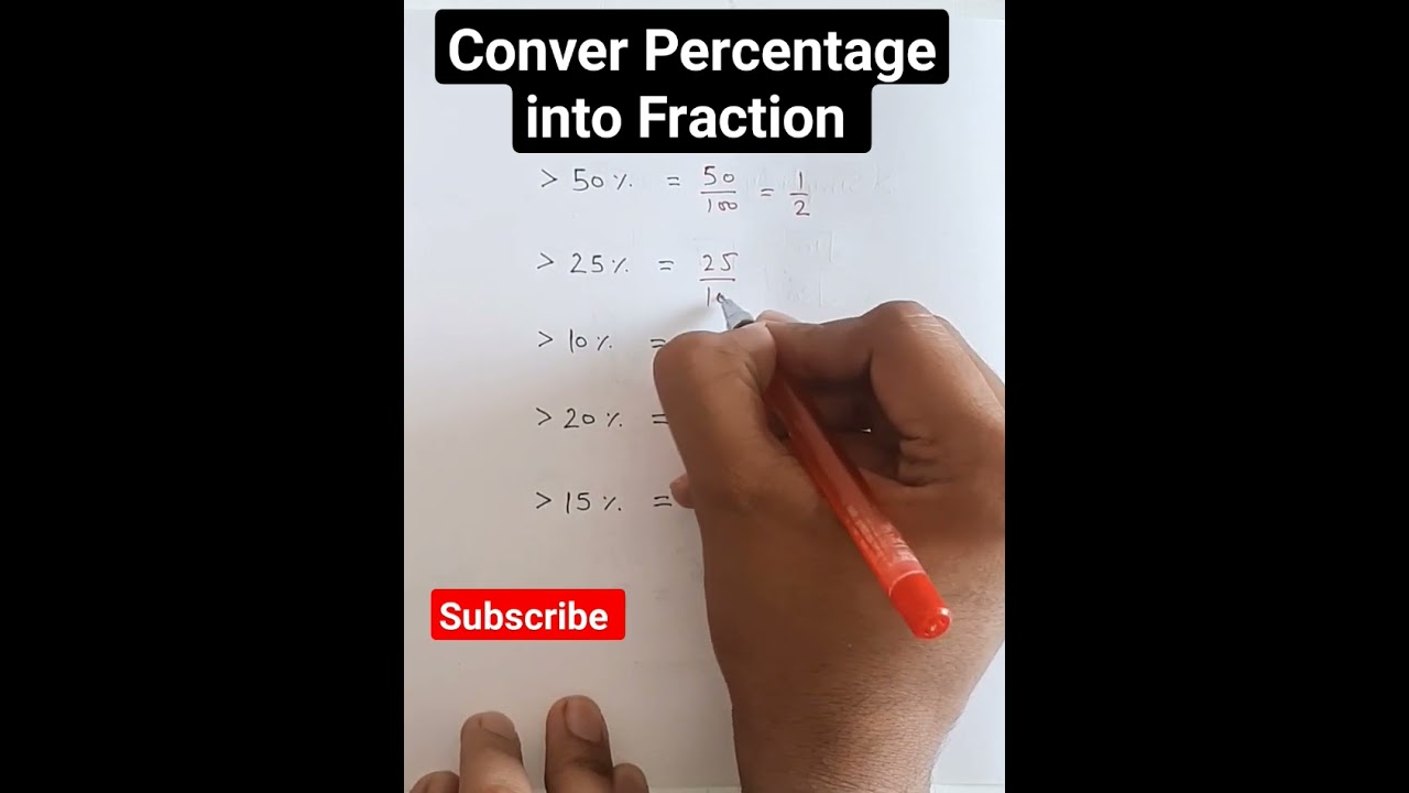 Convert percentage into fraction  #shorts #maths #percentage #fraction