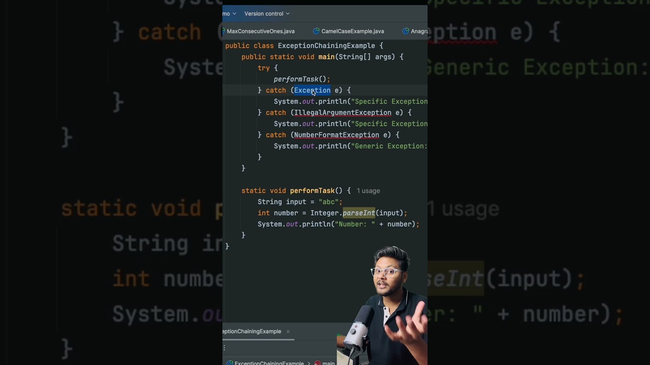 Exception Hierarchy In Chain Of Catch Block 🤔 Interview Question ✅ #java #coding